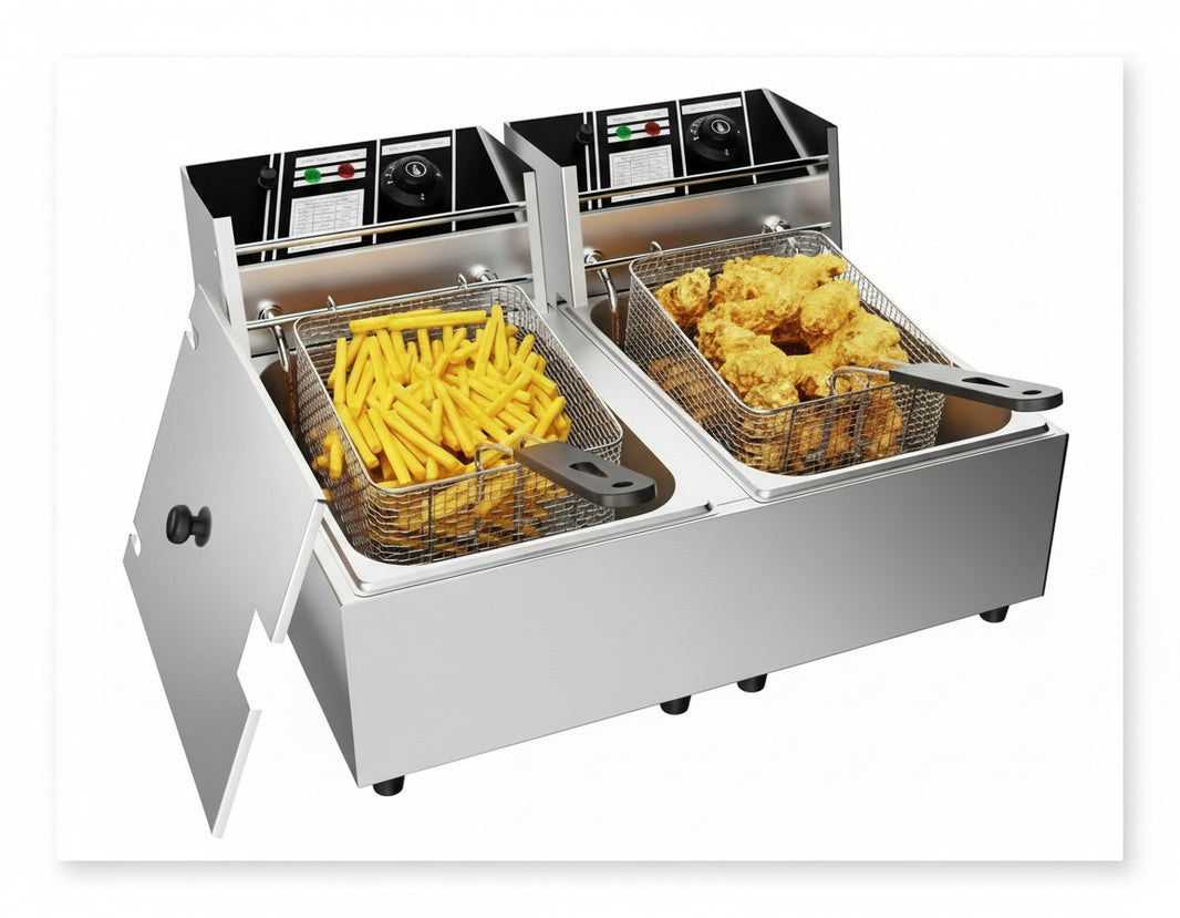 KAMIL Counter Top Electric Chips Fryer Twin Tank 2×6 Litre